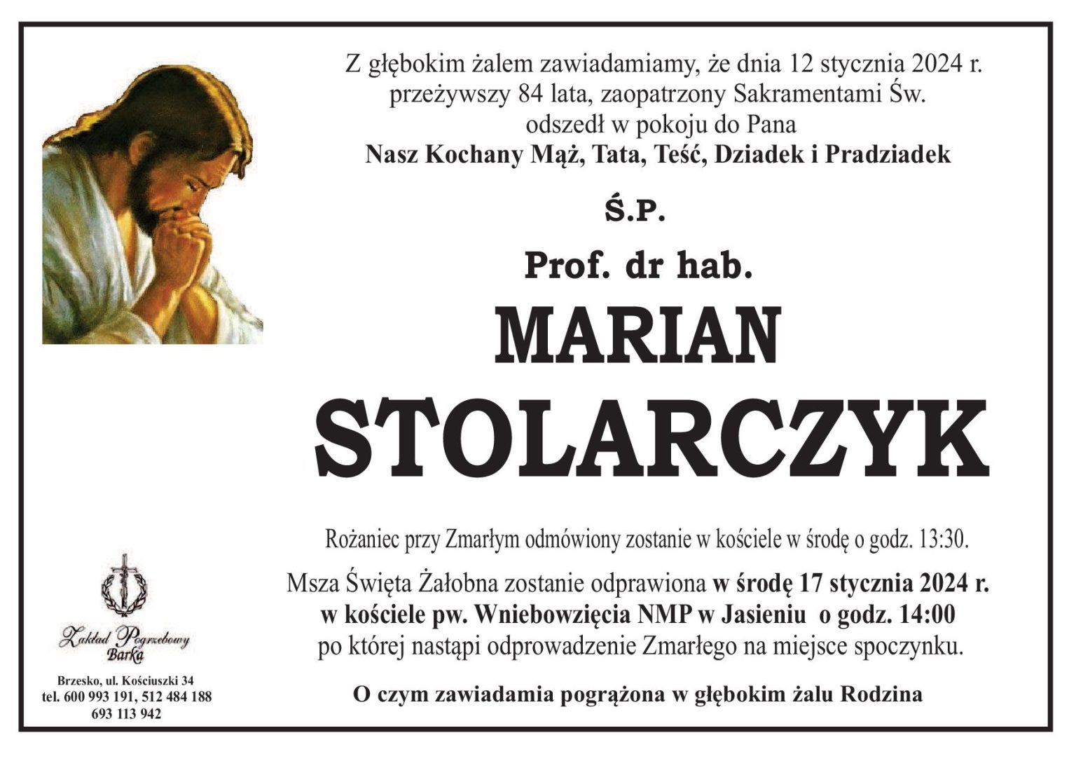Zmarł Profesor Marian Stolarczyk - wybitny historyk i miłośnik Ziemi ...